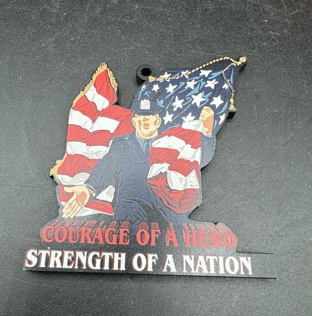 Fire Fighters Courage of A Hero Plaque 9/11 Christmas Tree Ornament-s1e ...