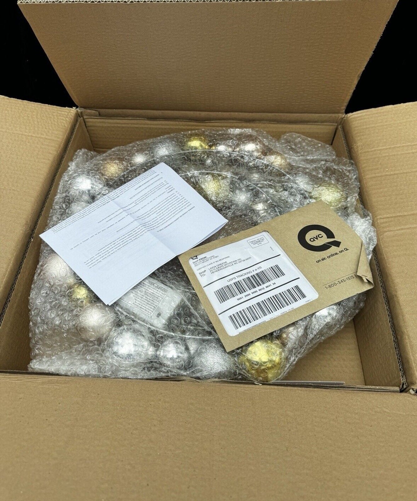 17" Illuminated Ornament Wreath by Valerie Parr Hill QVC Metallic Brand ...