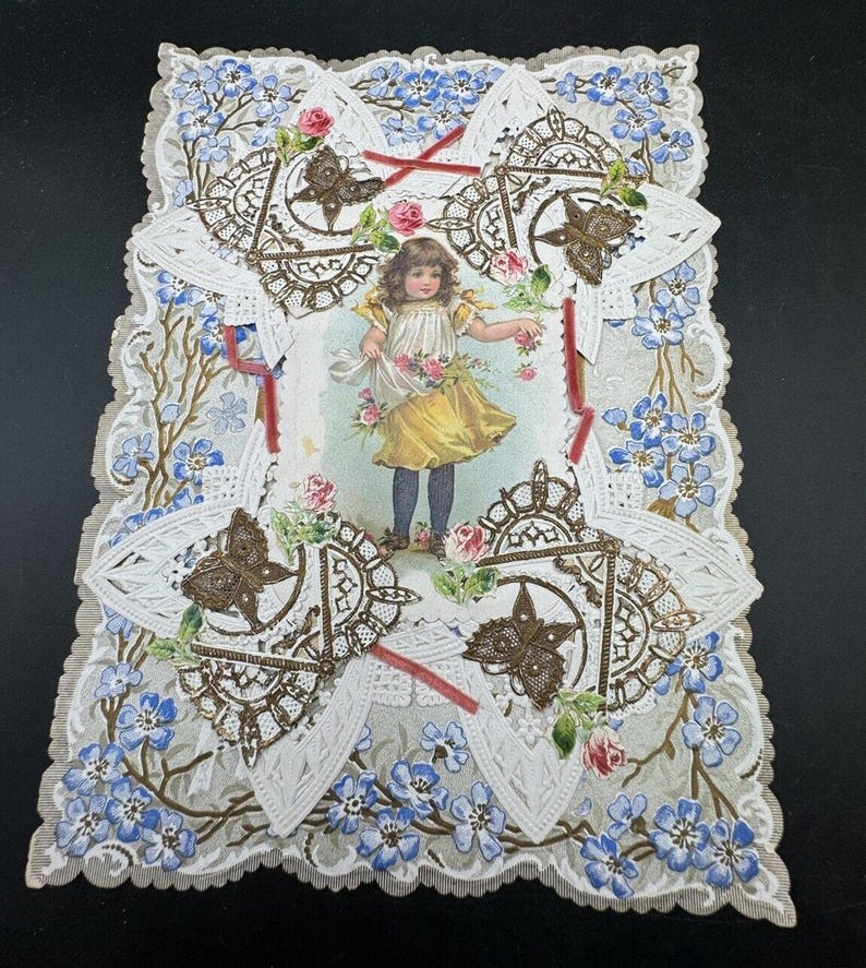 Large Antique Embossed Pop up 3-D Victorian Paper Lace 1800s Card 9 ...