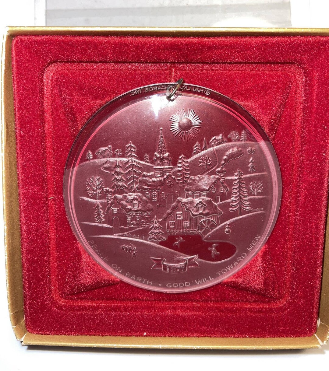 Hallmark 1977 Christmas Acrylic Ornament Peace on Earth Excellent! TT ...
