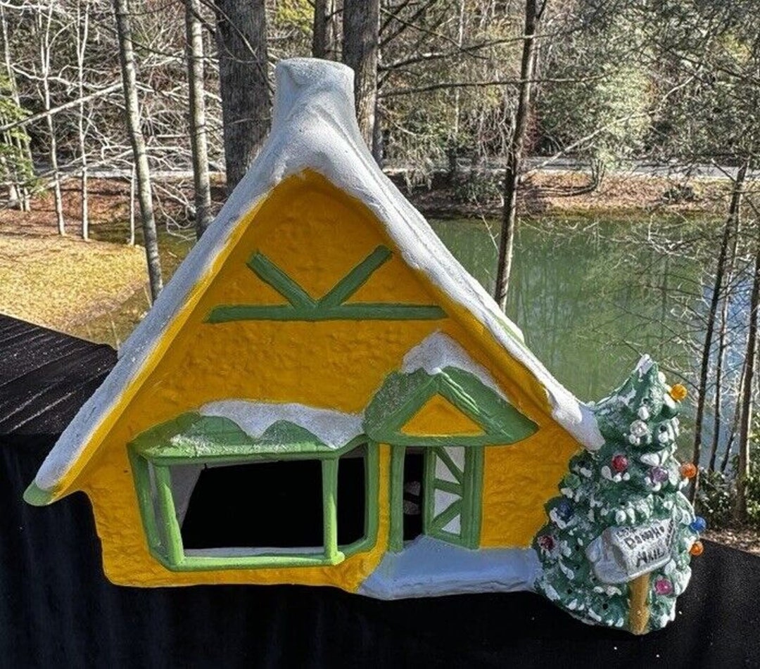 Vintage Kimple Mold 16" Lighted Christmas A Frame House W/ Tree in ...