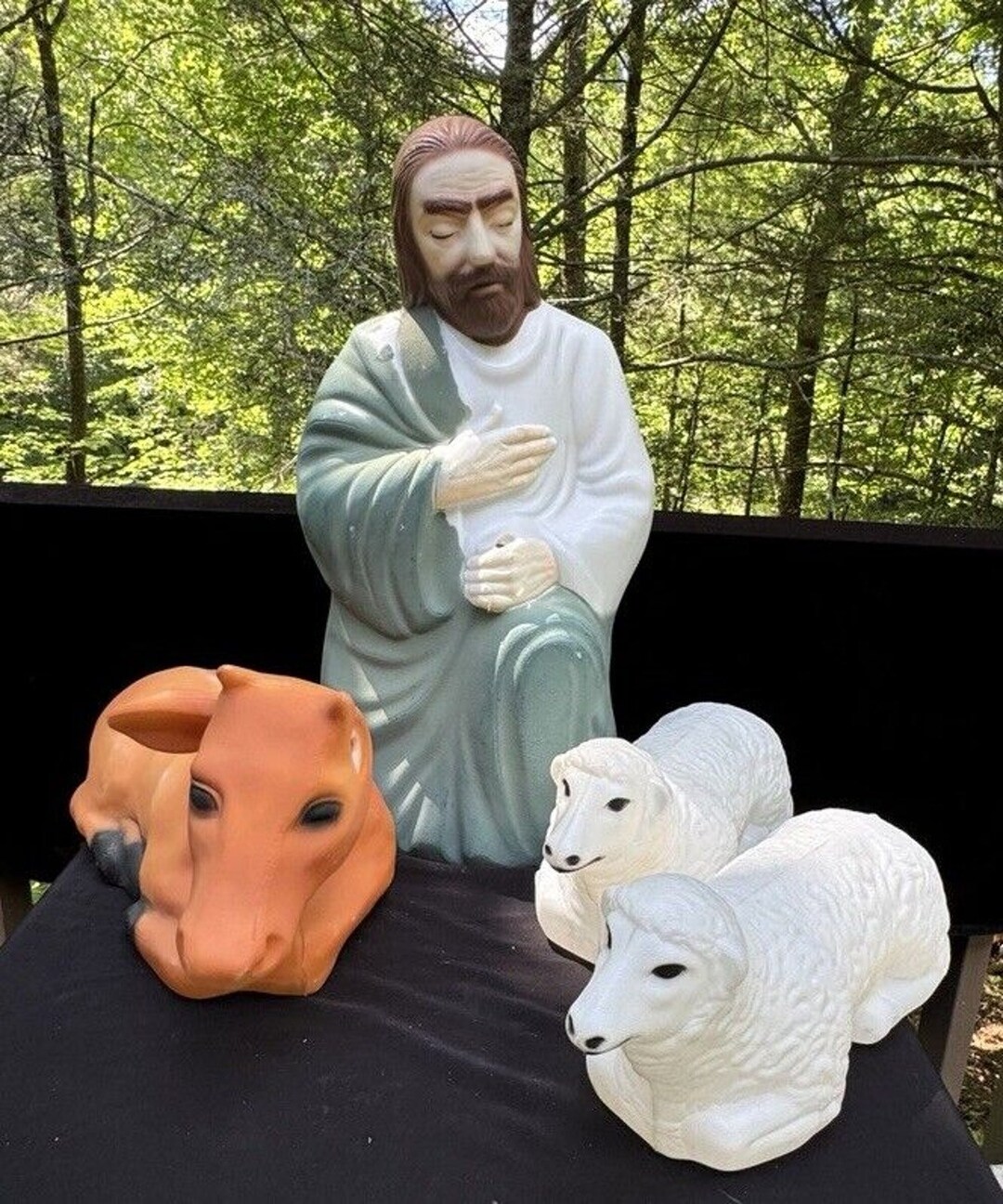 Vintage Blow Mold Shepherd With Sheep and Cow Empire Lighted Outdoor ...