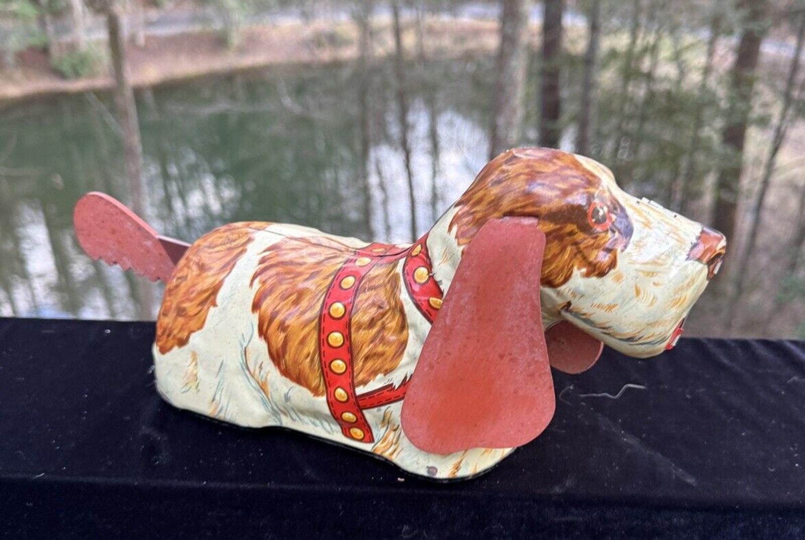 MARX Antique Friction Toy Dog Metal With Wheels Works Beautifully ...