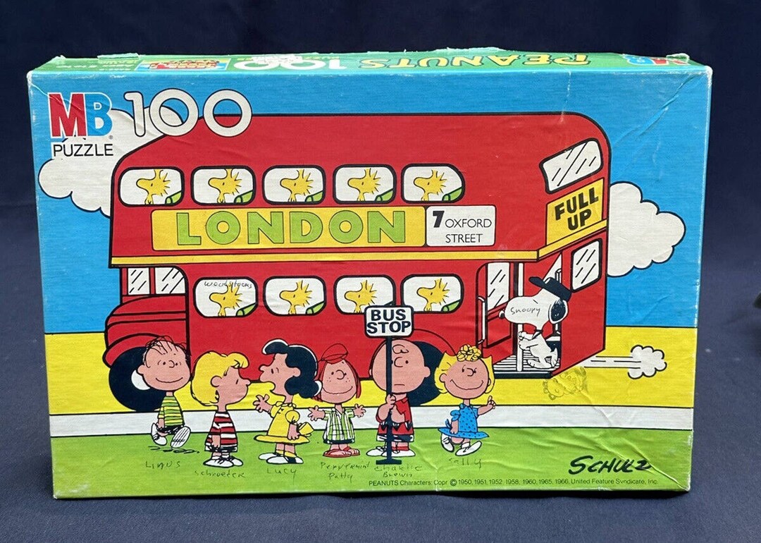 Vintage Schultz Peanuts 100 Piece Puzzle London Double Decker Bus ...