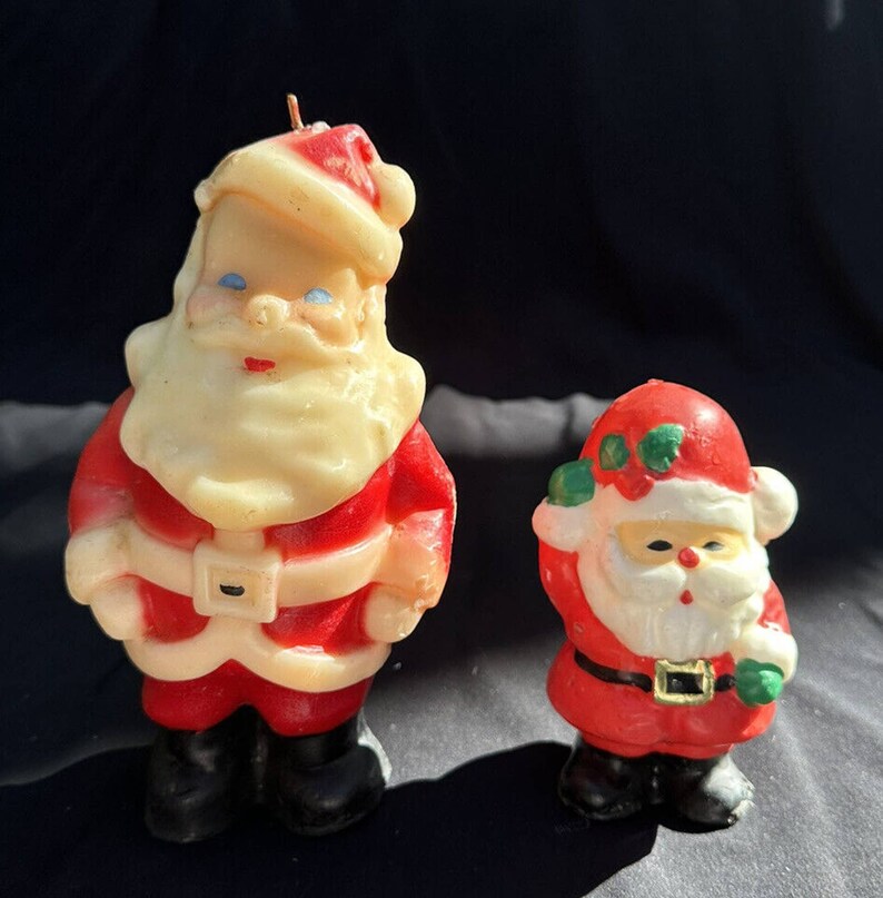 Vintage Handmade Santa Claus Wax Candles 9” & 6” Super Cute -S51 - Etsy