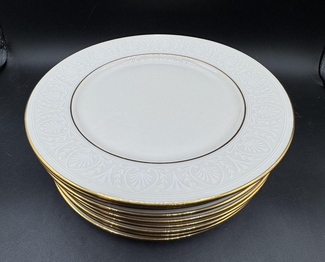 8 Beautiful Lenox Courtyard Gold White & Ivory 6.5” Bread Plates ...