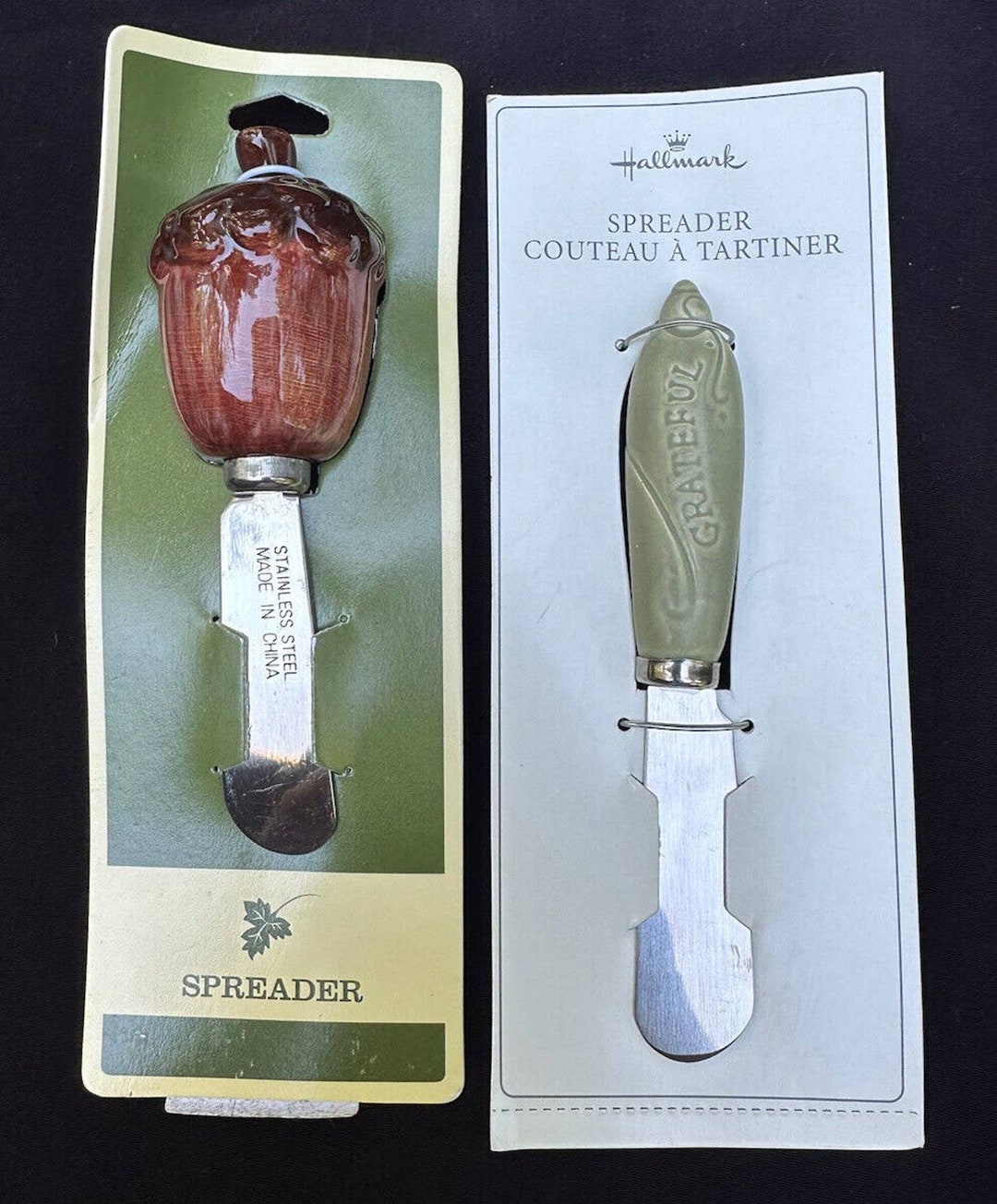 2 New Hallmark Cheese Butter Knives Spreaders Thanksgiving Fall Acorn ...