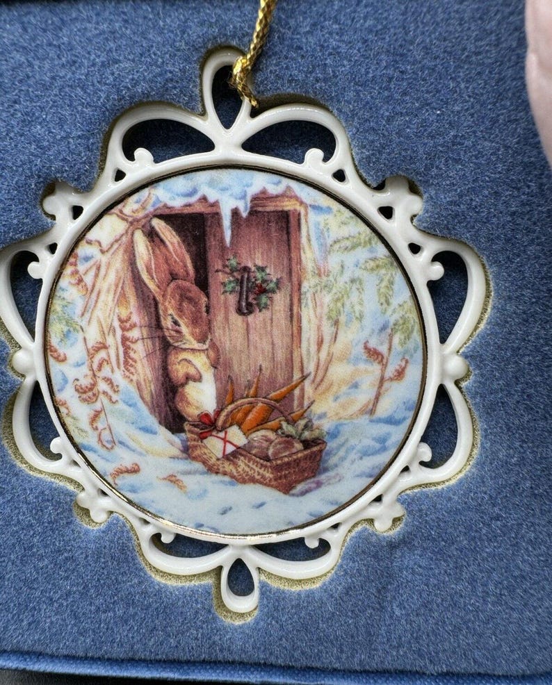 1995 WEDGWOOD White Jasper PETER Rabbit Christmas Ornament England New ...