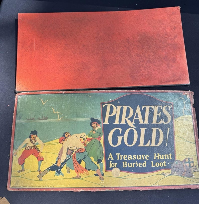 Rare 1920’s Game Designed by Hazel L. Fauber Pirates Gold Board & Lid ...