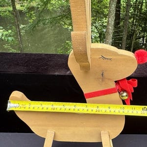 Vintage Rudolph Reindeer Christmas Decoration 24” Painted Wood Slot ...