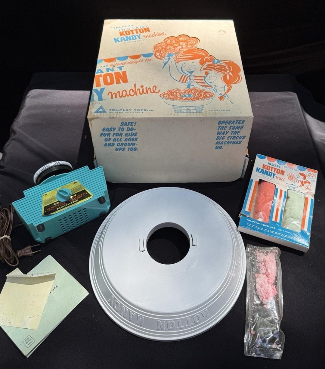 HTF 1960's Tri-play Toys Kotton Kandy Machine in Original Box! Works ...