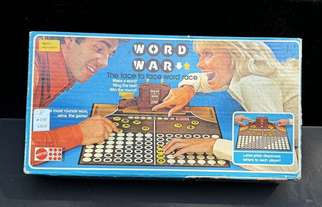 Vintage 1978 Mattel Word War Face to Face Race Board Game Box 1970s ...