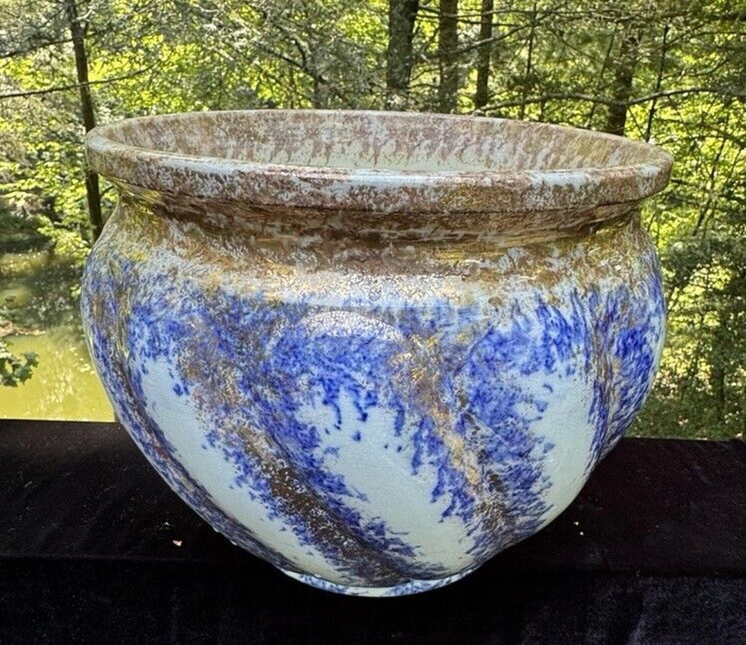 Large Rare Peters Reed Art Pottery Vase C. 1910 Speckled Gold Sponged ...