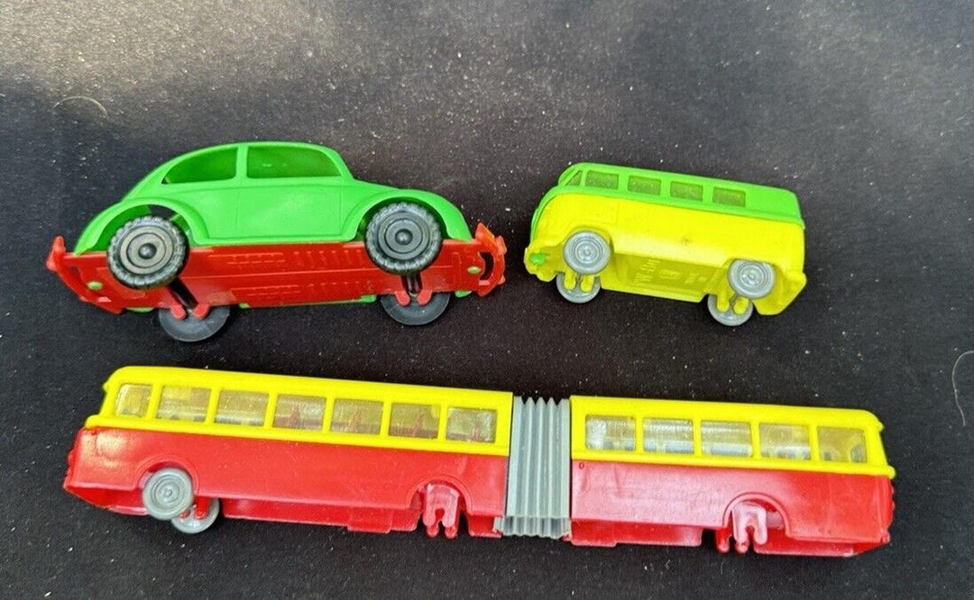 Bussing Articulated Bus & VW Bug Bus Plastic Cars Made in W.germany -C7 ...