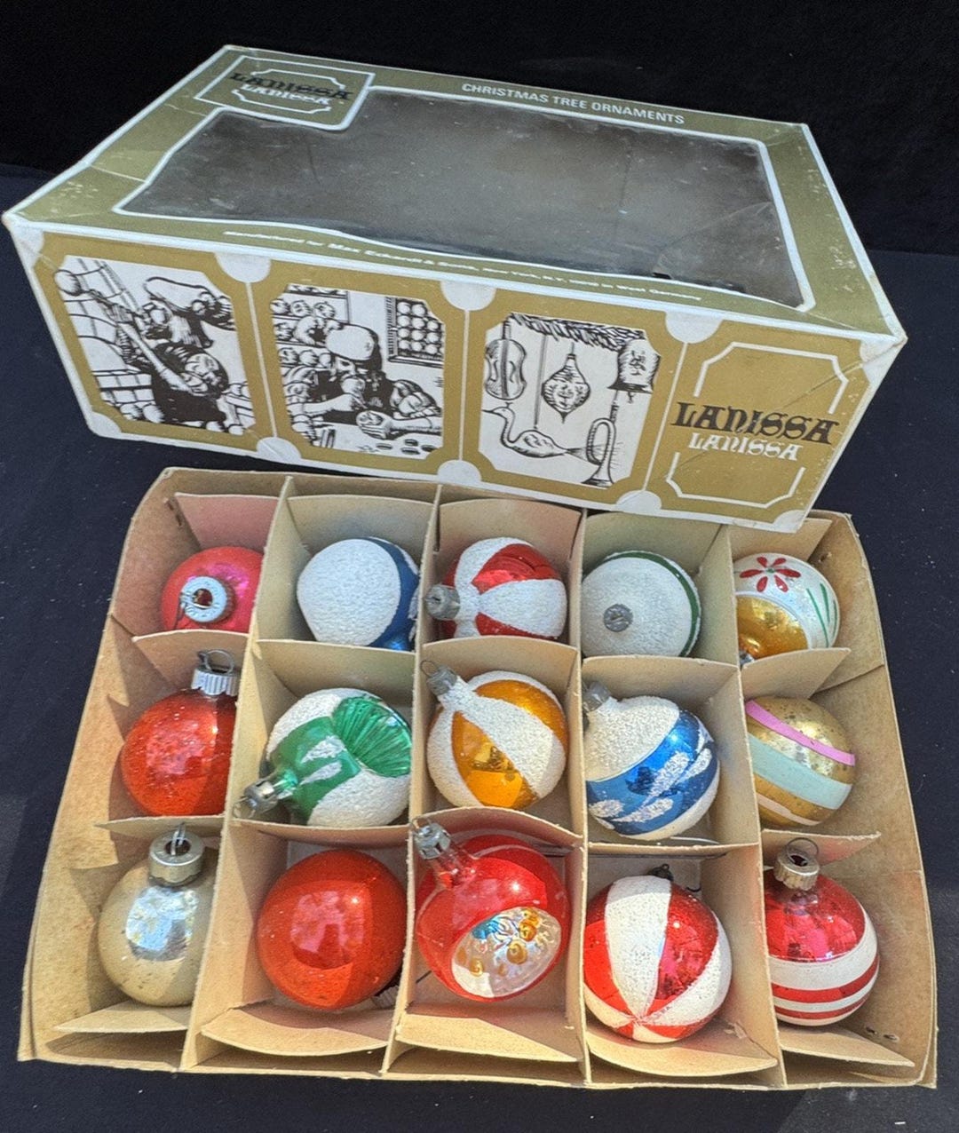 15 Vintage Glass Indent & Mica Christmas Ornaments Lanissa West Germany ...