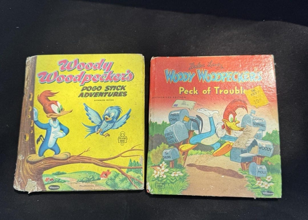 2 Woody Woodpecker 1950’s Pogo Stick & Peck of Trouble Tell a Tale ...