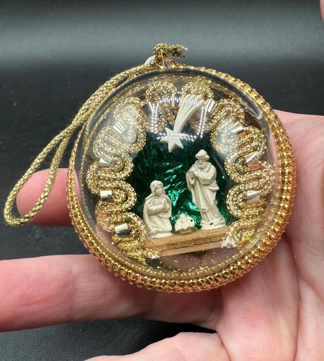 Rare Vintage 1960’s Diorama Circle Bubble Nativity Mary Jesus Christmas ...