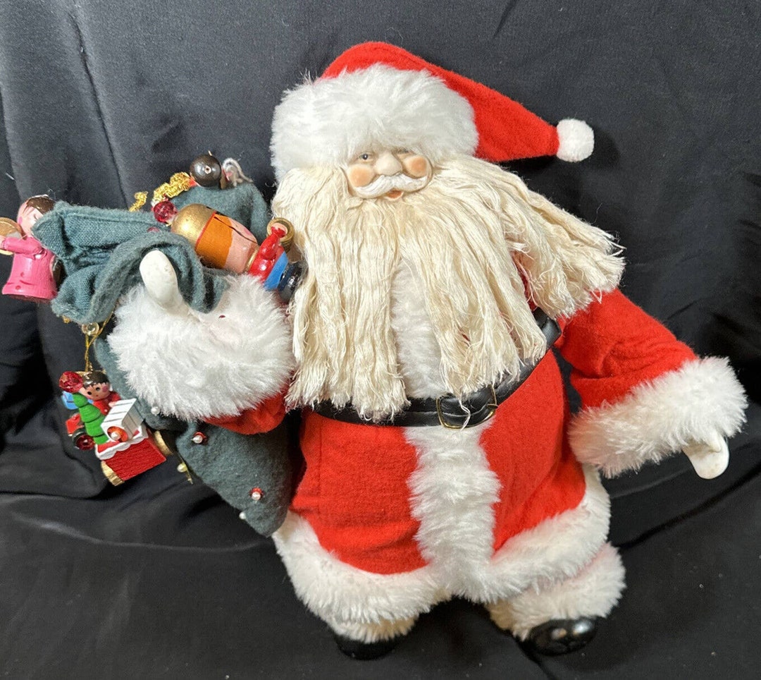 Vintage Kurt Adler Santa Porcelain Face Hands Feet Mop Beard Wood ...
