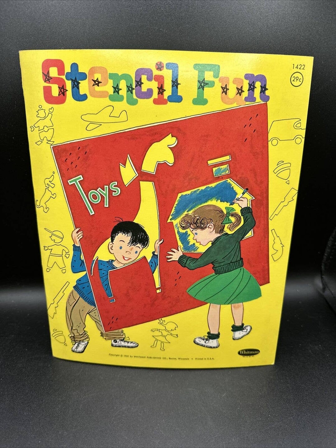 Mint STENCIL Fun Coloring Book WHITMAN 1961 Vintage USA Art Learn to ...