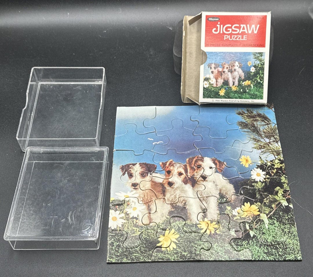 Rare! Vintage 1966 Whitman Mini 24 Piece Puppy Puzzle Plastic Case ...