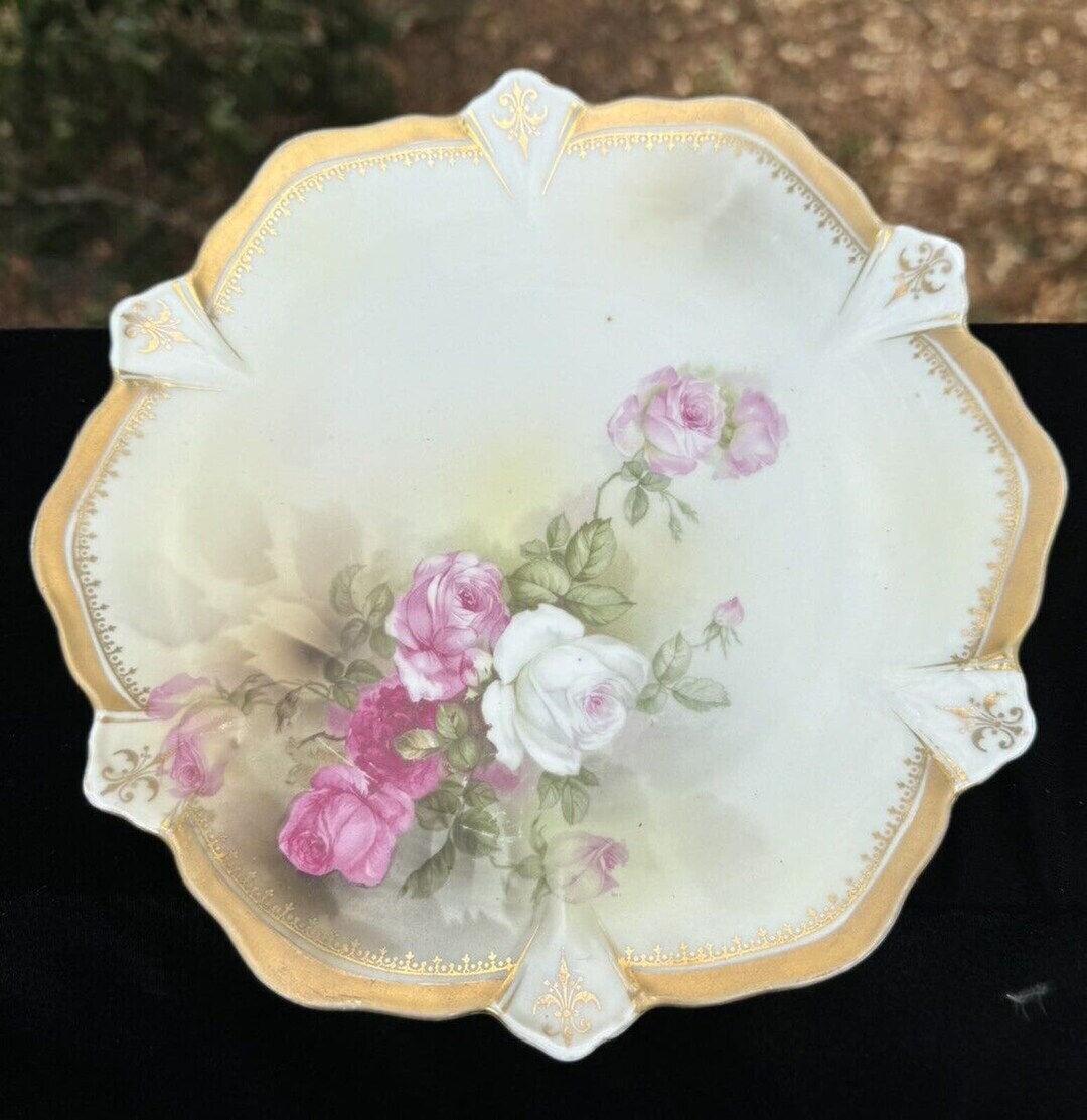 Gorgeous 1900s R. S. Prussia 6 Point Gilt Gold Trim Rose Plate -O2 - Etsy