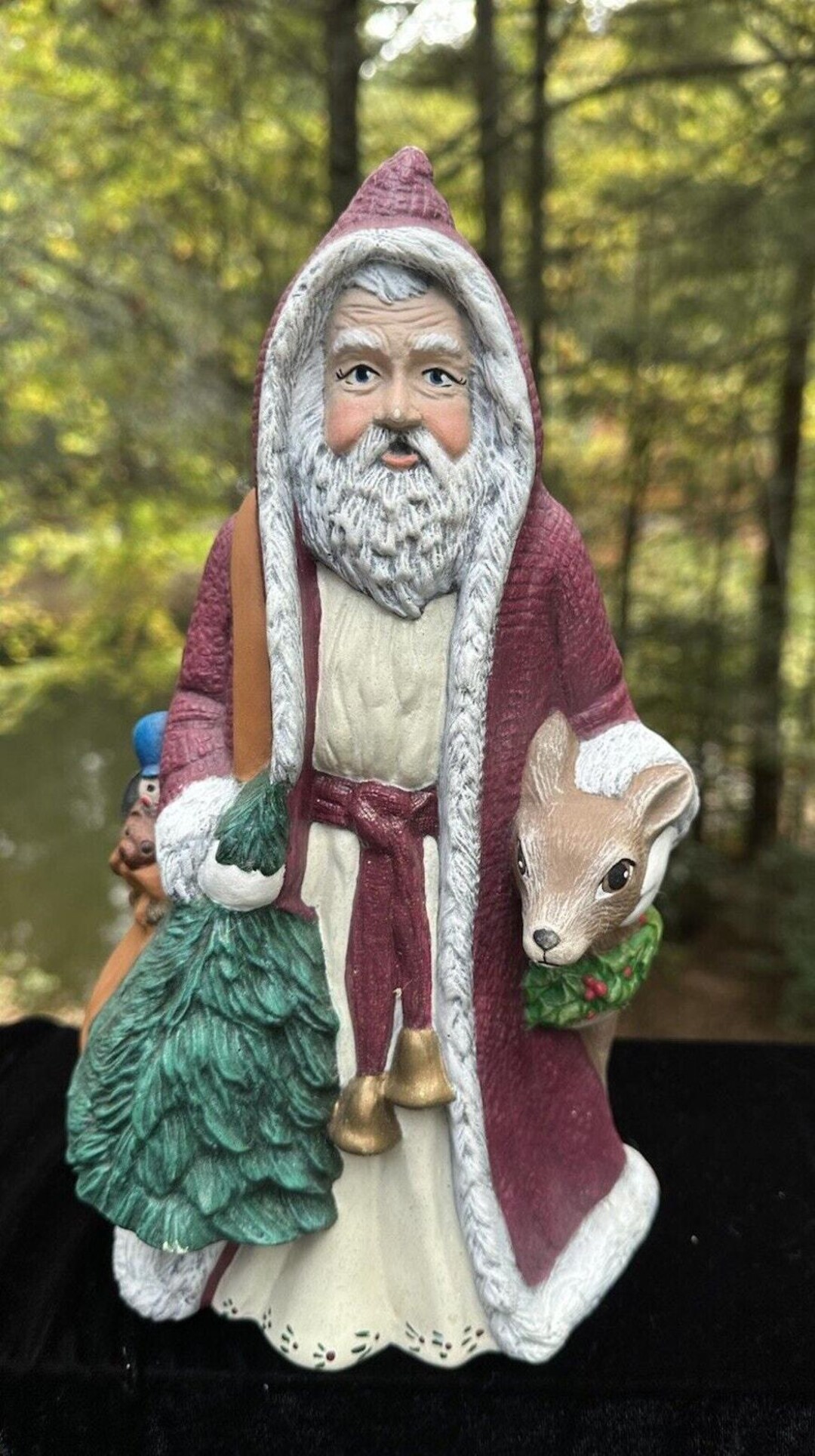 Vintage Ceramic Old World Santa Figure Christmas Tree Baby Deer 11 ...