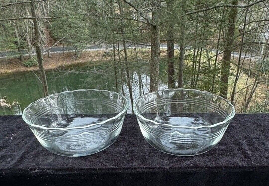 2 PYREX Scalloped #464 10oz Custard Cup Ramekin Dessert Bowl Clear ...