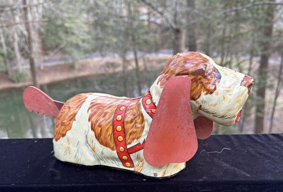MARX Antique Friction Toy Dog Metal With Wheels Works Beautifully ...