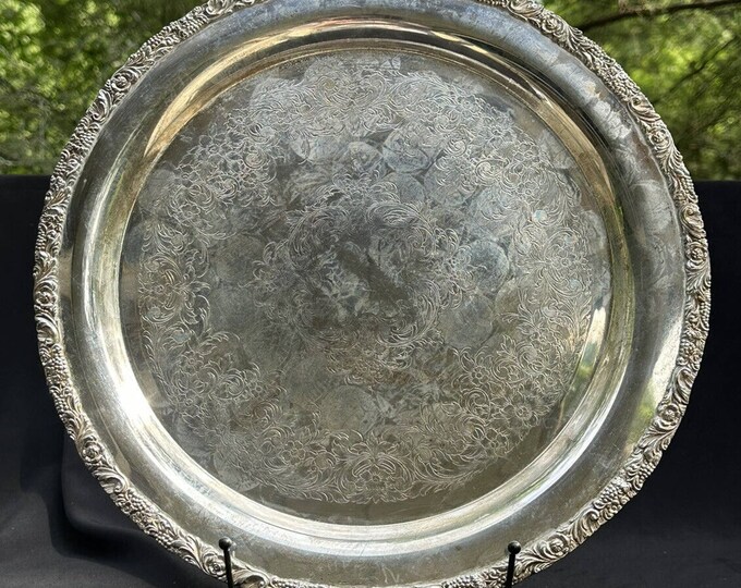 Vintage Oneida Silversmiths 15 Round Silverplate Serving Tray Platter ...