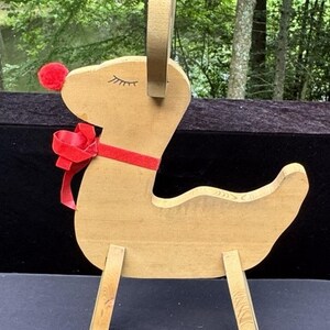 Vintage Rudolph Reindeer Christmas Decoration 24” Painted Wood Slot ...