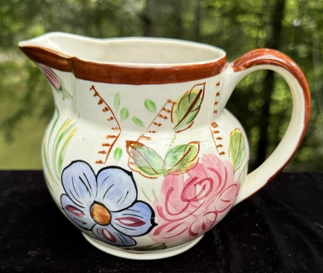 Lovely Blue Ridge China Pitcher Southern Potteries Hand Painted Flowers ...
