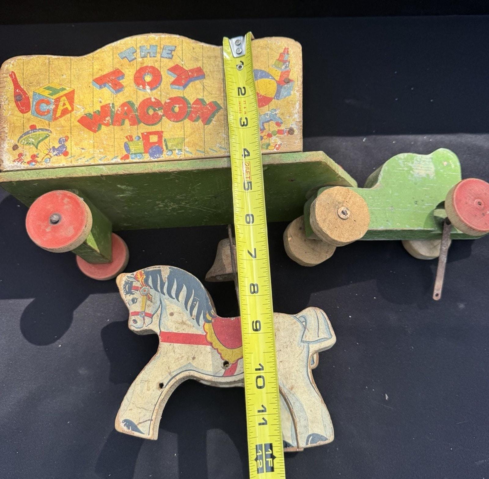 Rare Vintage 1942 Fisher Price THE TOY WAGON & Horses # 171 Well Loved ...