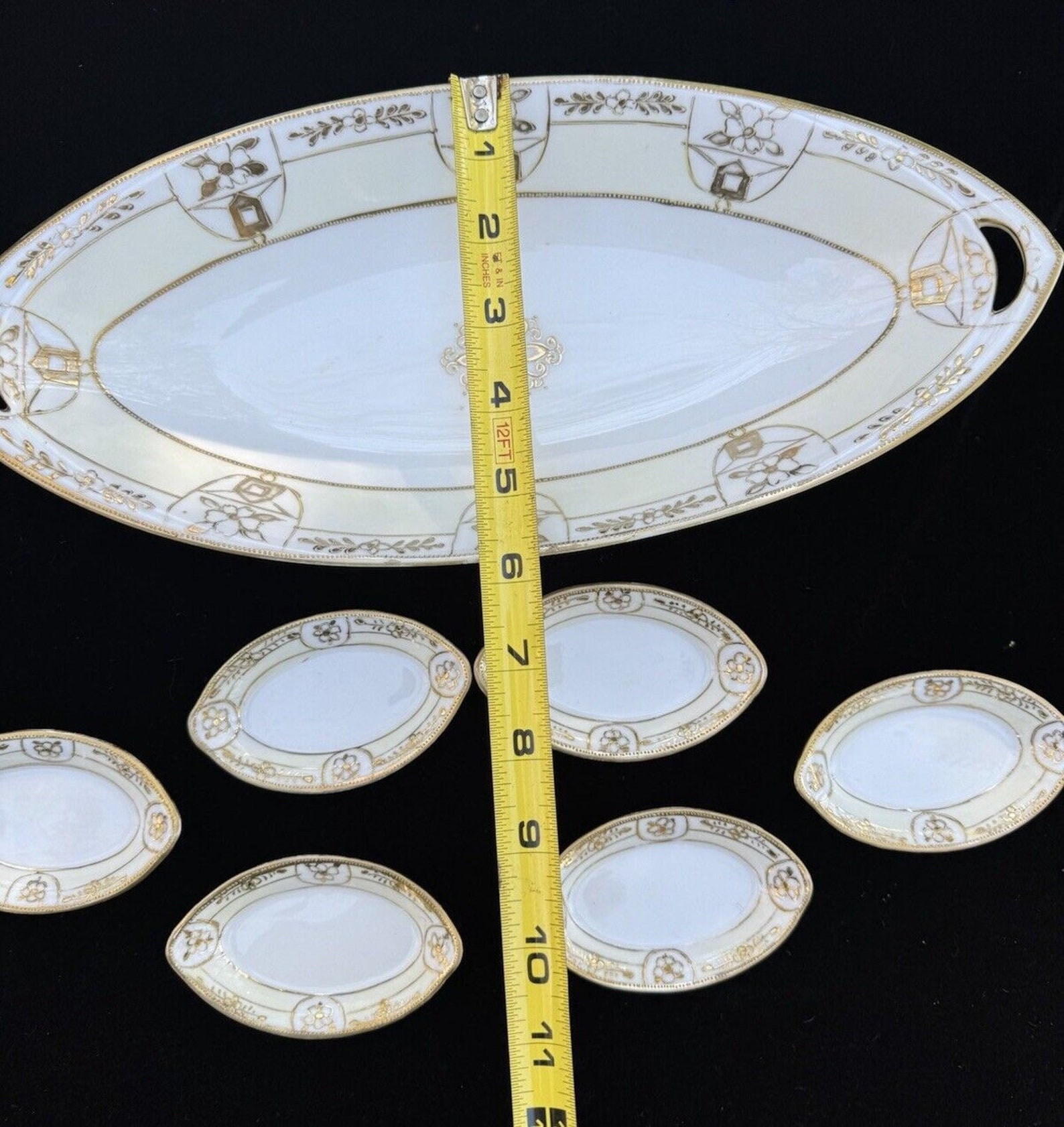 Beautiful Antique Nippon Morimura Bros 7-piece Celery Set Heavy Gold ...