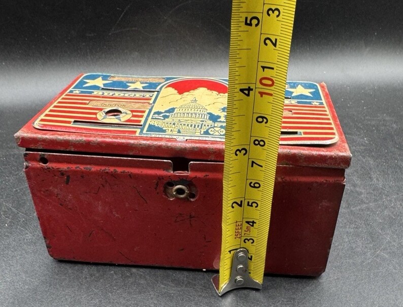 Vintage 1940s Marx Budget Coin Bank Steel Litho US Capital USA With Key ...