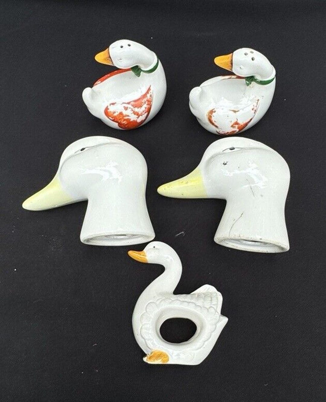 Vintage Goose Duck Ceramic Salt & Pepper Shakers and Napkin Ring -C4 - Etsy