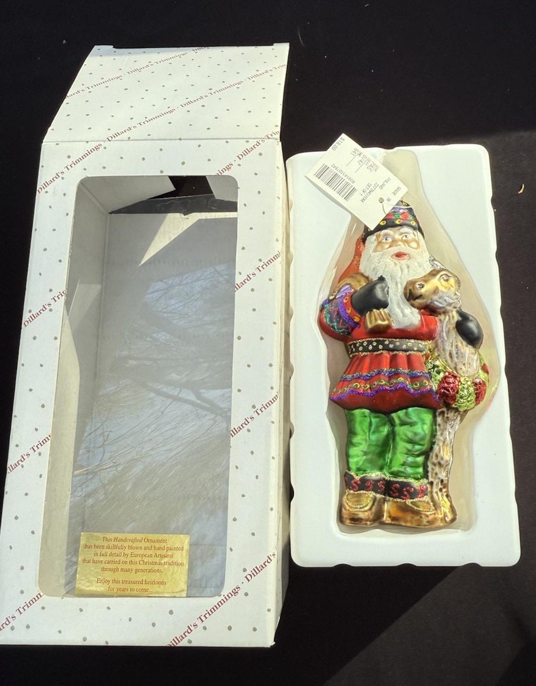Large 7" Hand Blown Glass Santa Ornament Trimsetter by Dillards Made in ...
