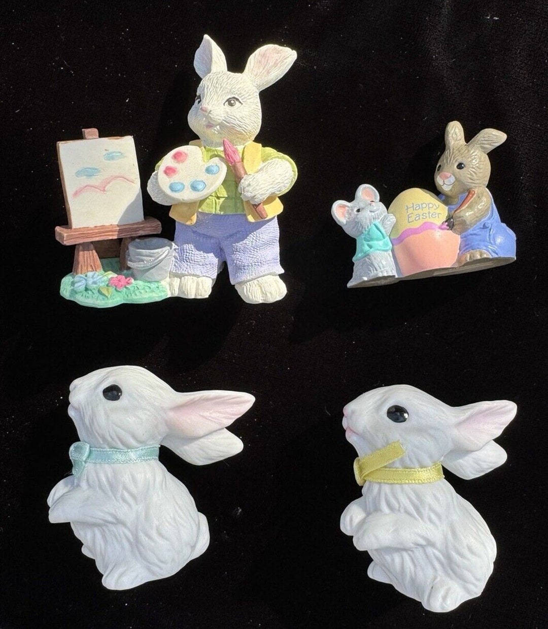 4 Vintage Easter Bunnies Spring Figures Hallmark & Ceramic Super Cute ...