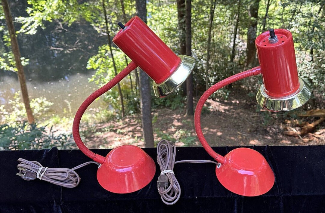 2 Mid Century Underwriters Laboratories Inc Vintage Red & Gold ...