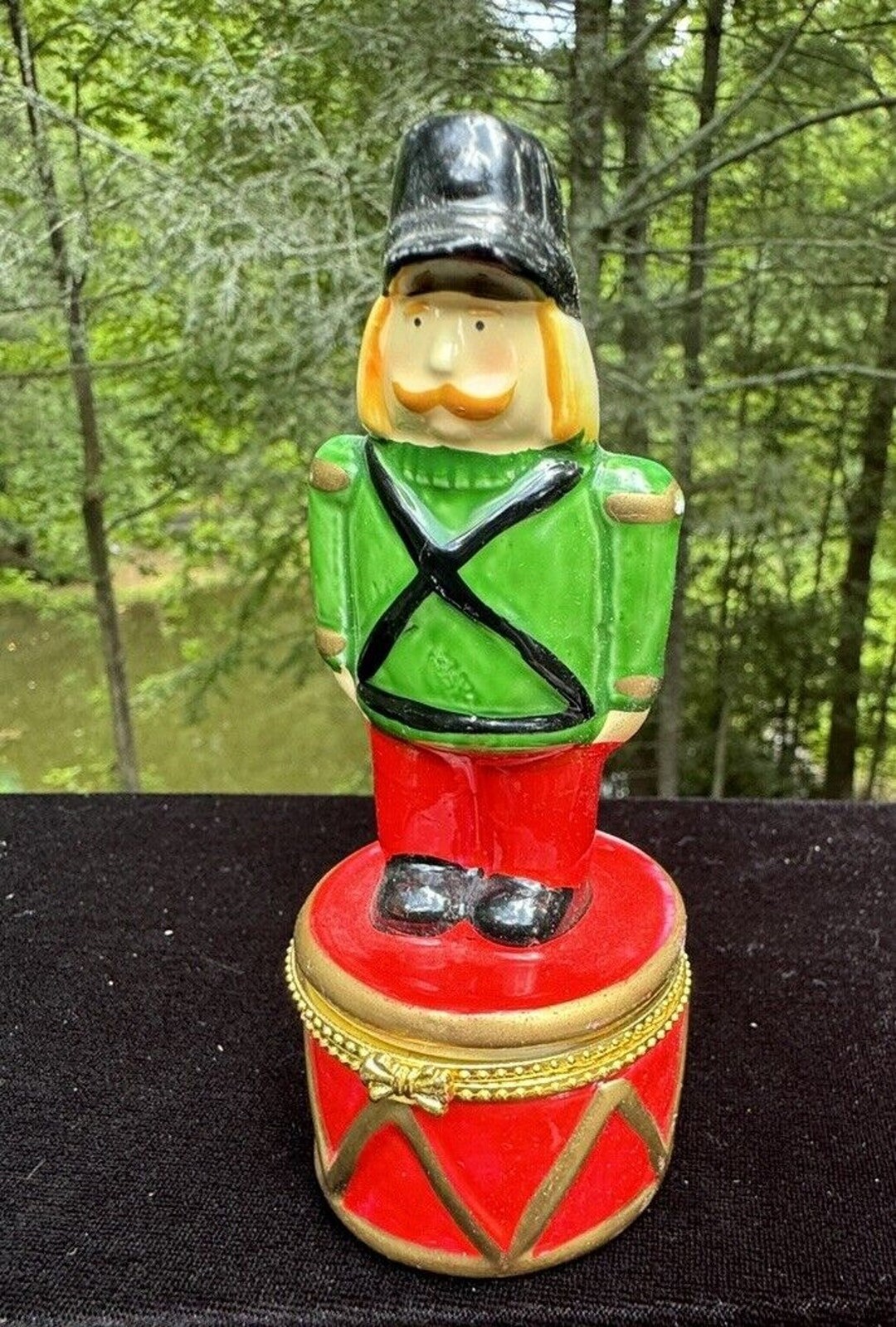 Vintage Porcelain Nutcracker Hinged Trinket Box Holiday Standing on Drum -S1C - Etsy