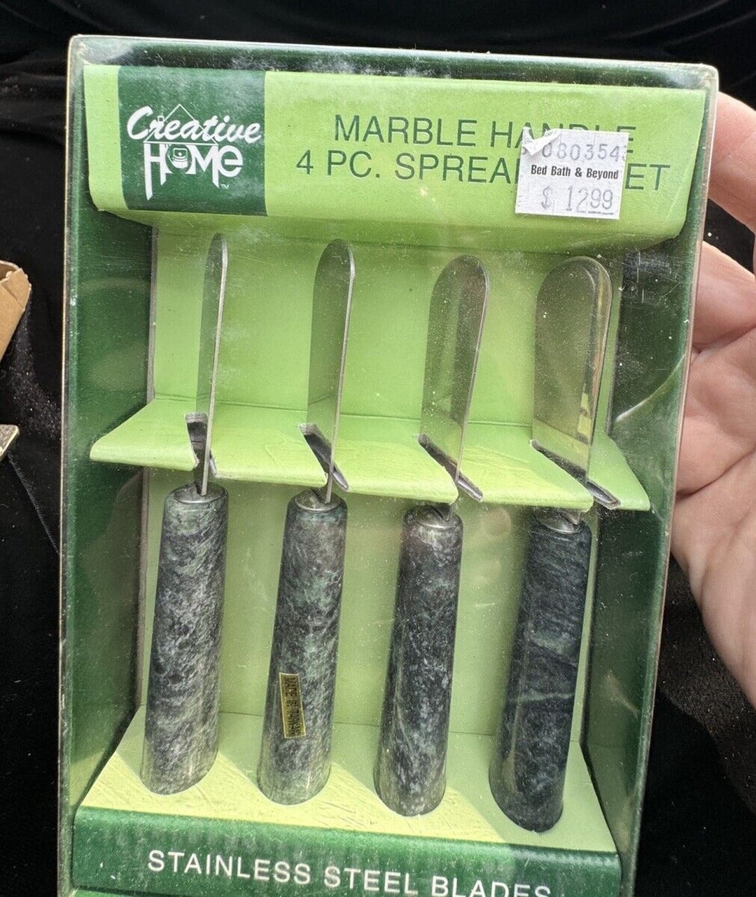 Creative Home Natural Green Marble Set of 4 Cheese Spreader Knives ...