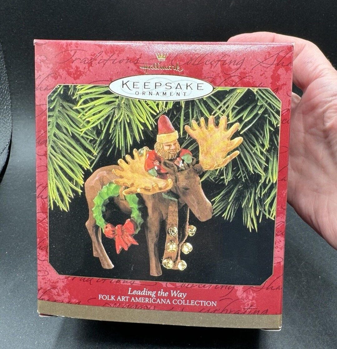 Brand New Hallmark Leading the Way Moose Folk Art Americana Ornament ...