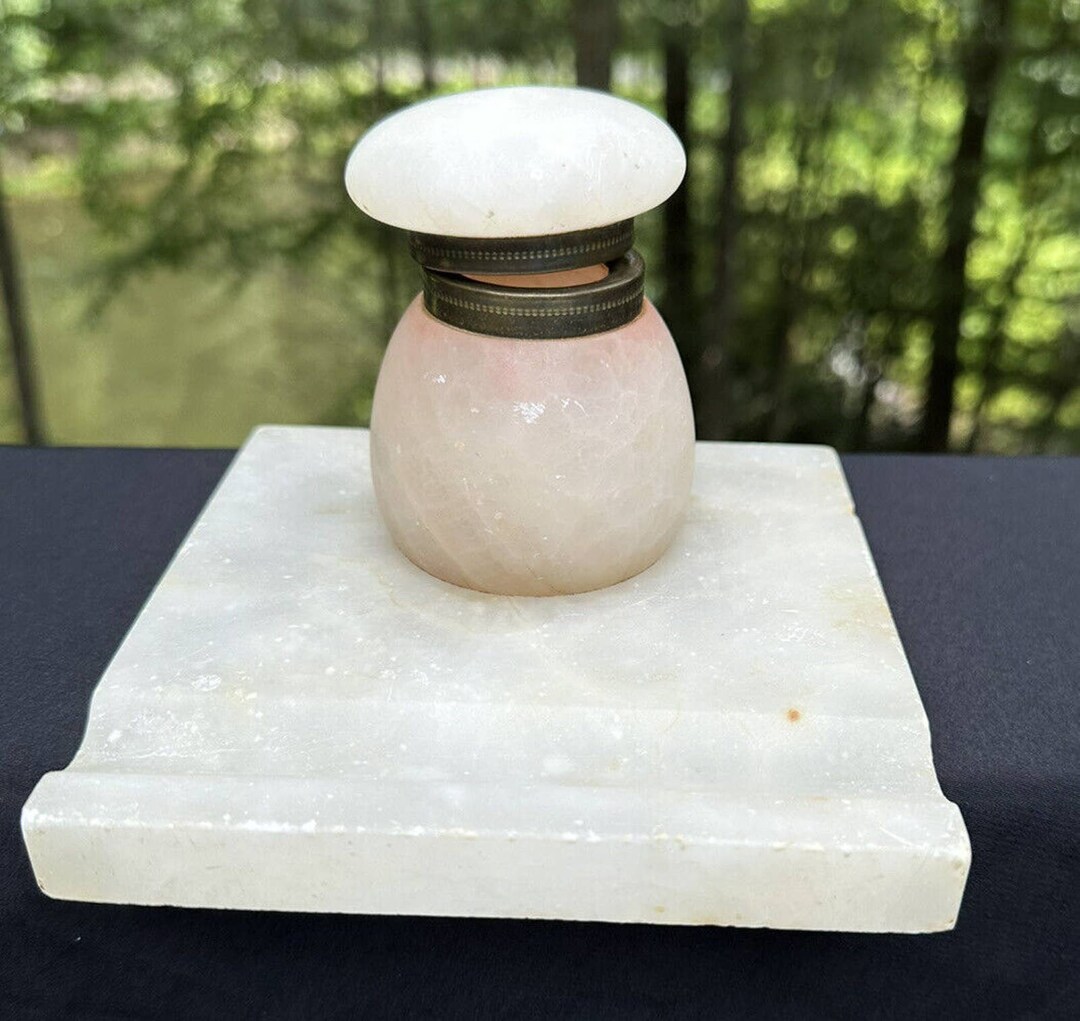 Antique Stunning Baby Pink Jade Jadeite & Copper Lid Inkwell -S24 - Etsy