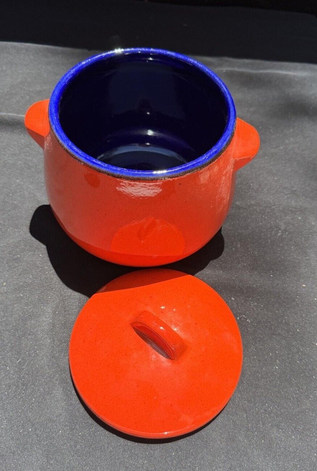 GERZ Red & Cobalt Blue Crock Pot With Lid Made in Germany Excellent ...