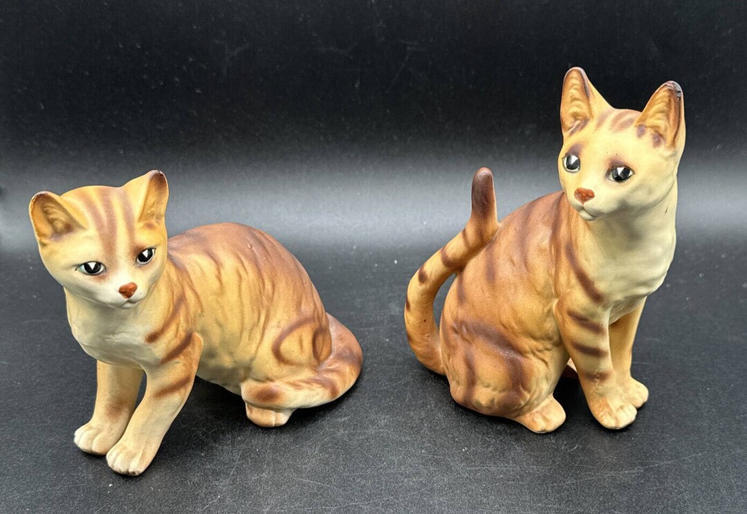 2 Vintage Lefton Made in Japan Orange Tabby Cat Figurines 6 Nice - Etsy