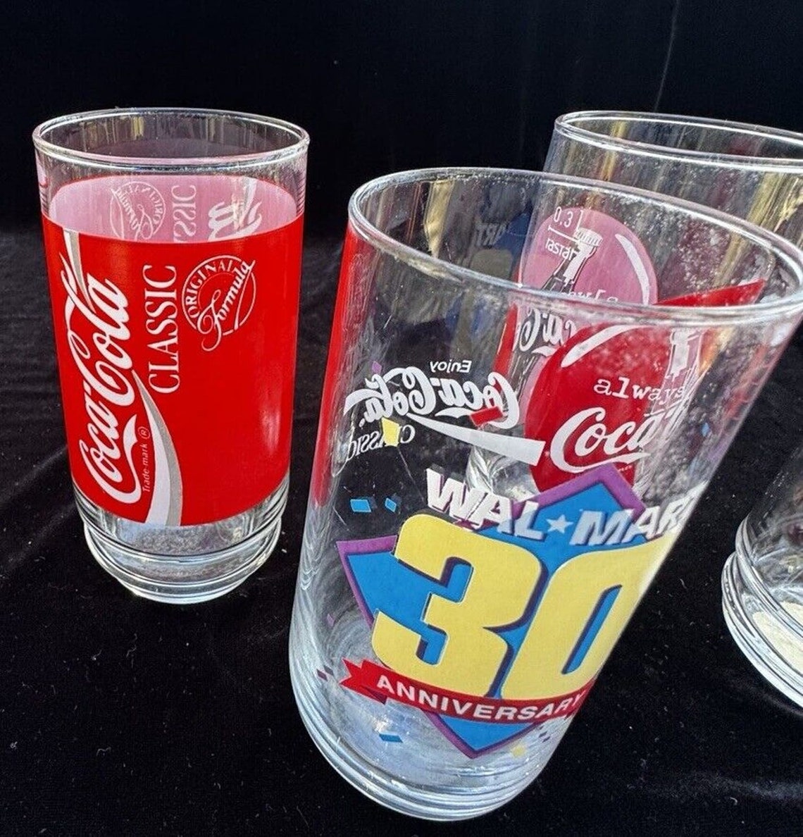 Set of 4 Coca Cola Colored Coca Cola Glasses Variety Different 6.25 ...