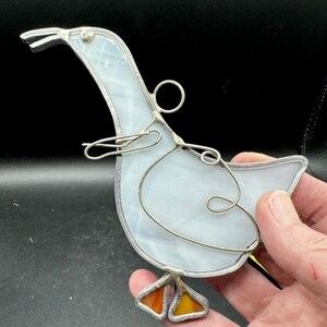 Stained Glass Hanging Sun Catcher White Goose Duck! so Pretty! Handmade ...