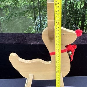 Vintage Rudolph Reindeer Christmas Decoration 24” Painted Wood Slot ...