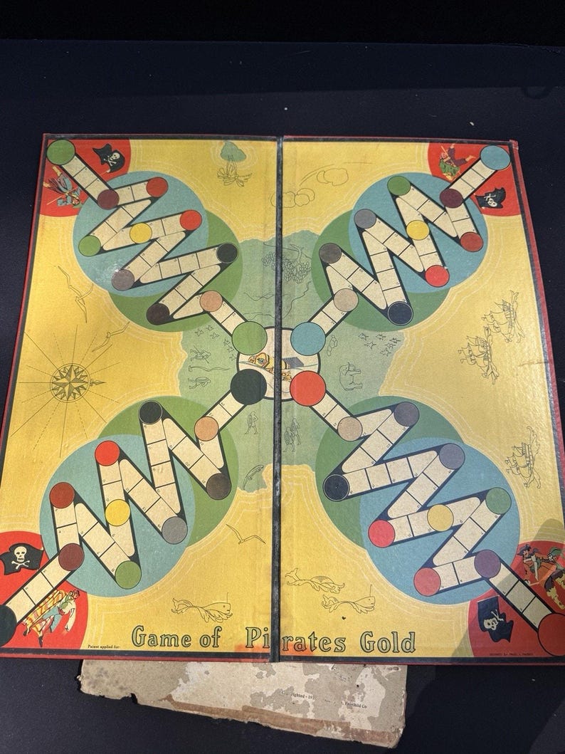 Rare 1920’s Game Designed by Hazel L. Fauber Pirates Gold Board & Lid ...