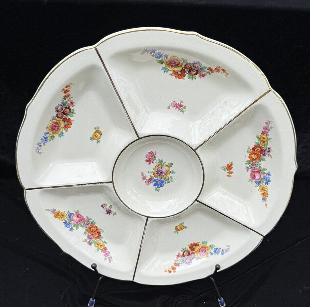Vintage Erphila Art Pottery Floral Divided Platter Made in Germany ...