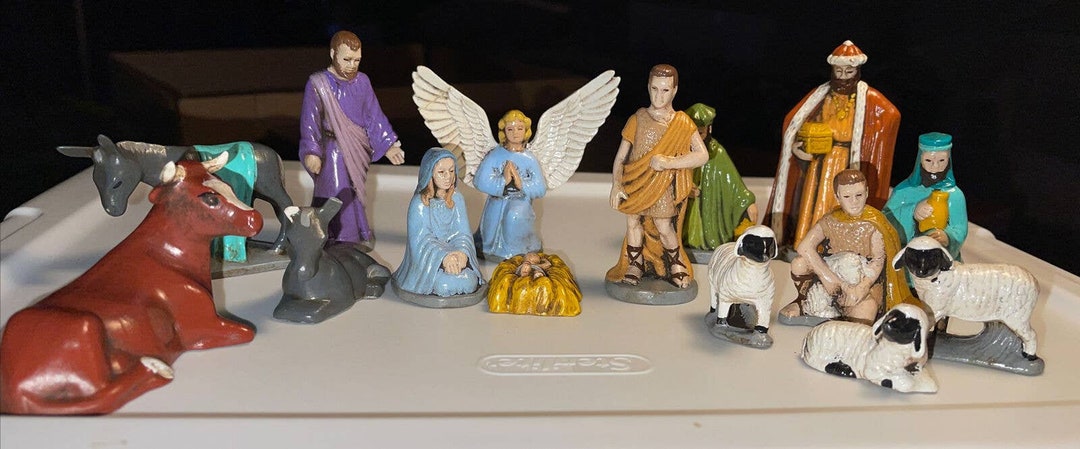 Atlantic Mold 1970s Nativity Christmas Set Hand Painted Vintage Ceramic ...